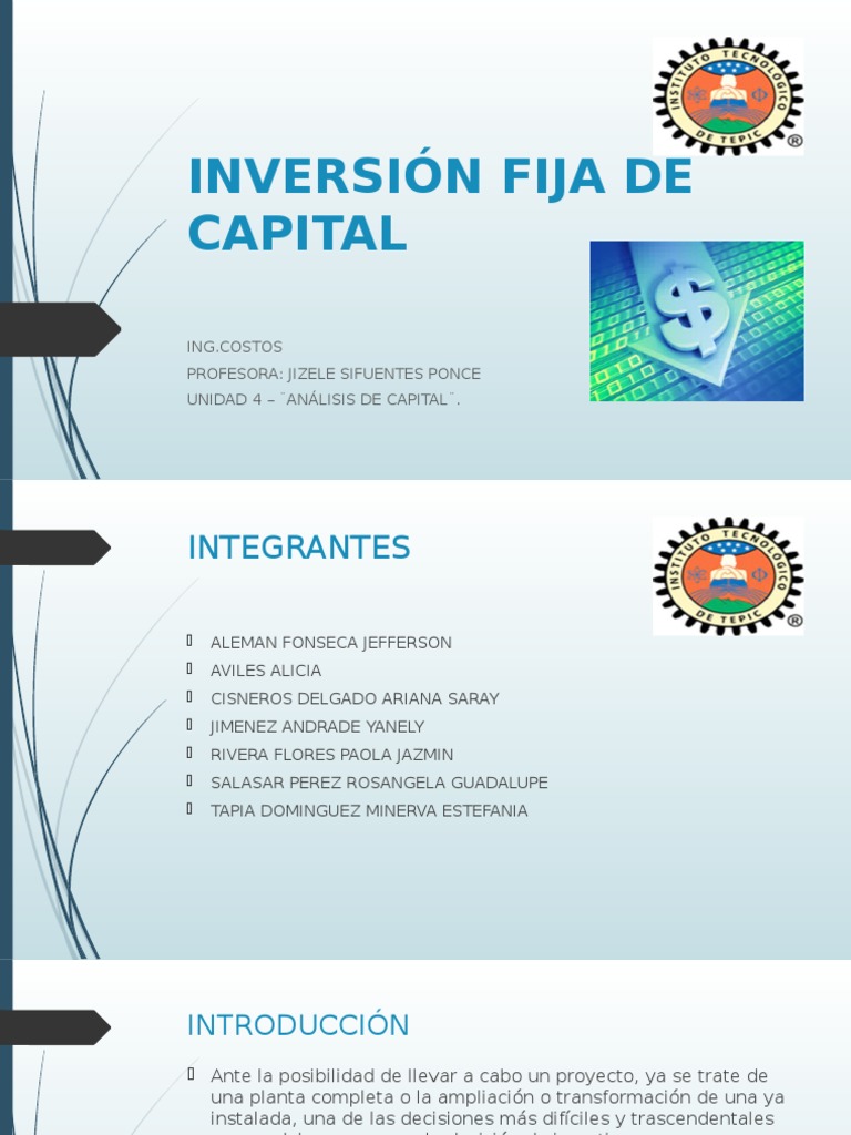 1 Inversión Fija de Capital Fin | PDF | Análisis de Riesgo y Puntos ...