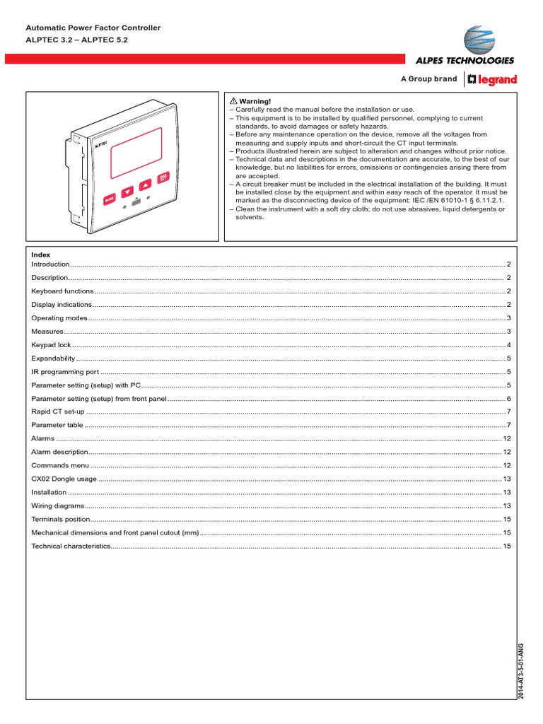Instructions Alptec 3.2 5.2 | PDF | Capacitor | Electrical Wiring