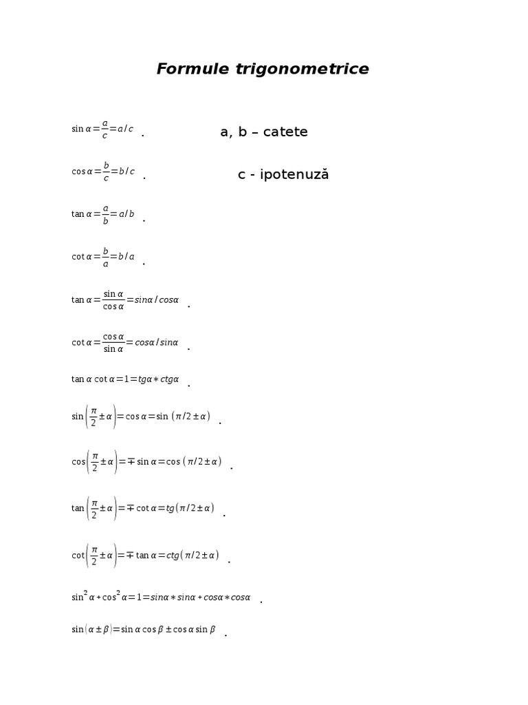Formules Trigo et Absences Élèves | PDF