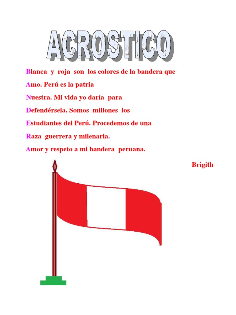 Acrostico de Mi Bandera | PDF | Símbolos nacionales | Los símbolos