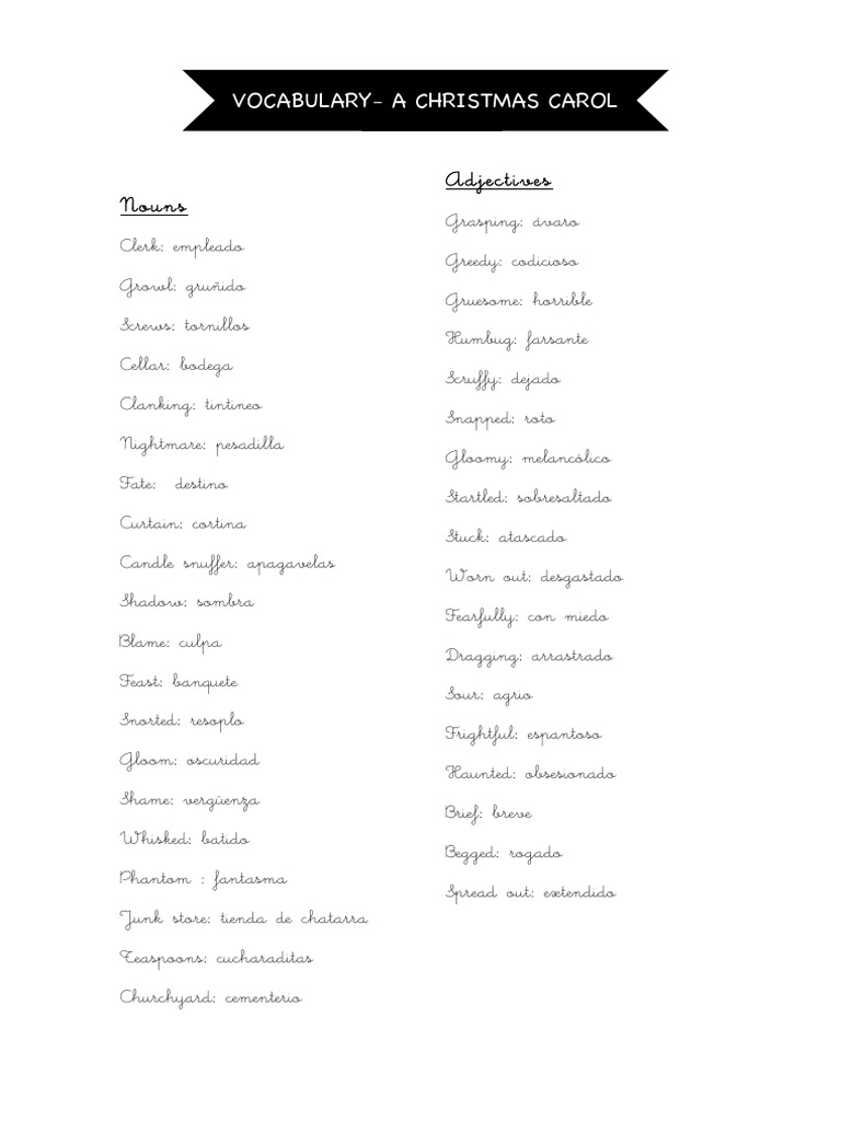 Vocabulary A Christmas Carol | PDF