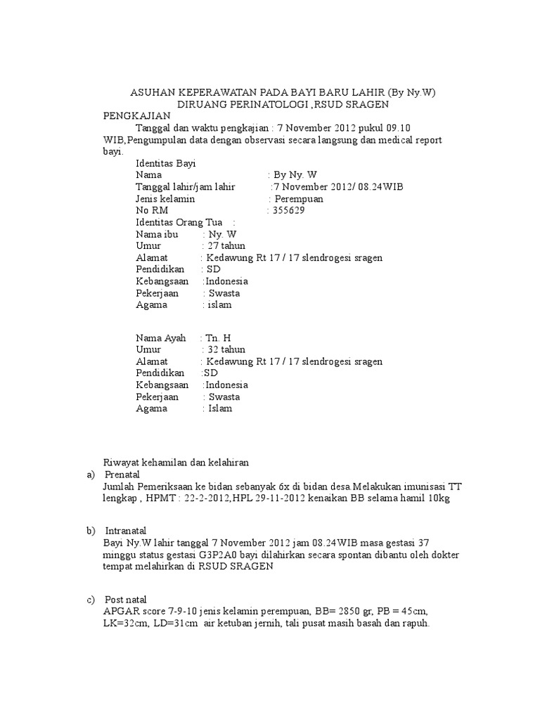 Askep BBL Contoh | PDF