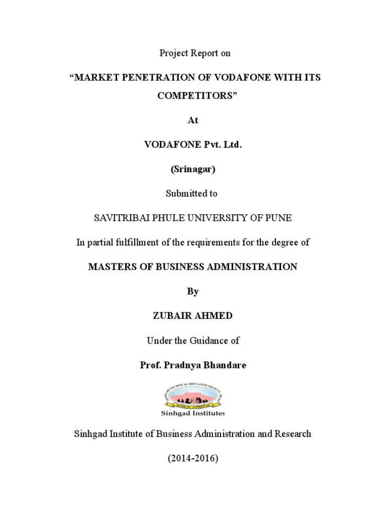 "Market Penetration of Vodafone With Its Competitors" at VODAFONE Pvt ...