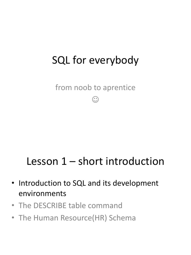 SQL For Everybody Part 1 | PDF | Sql | Relational Database