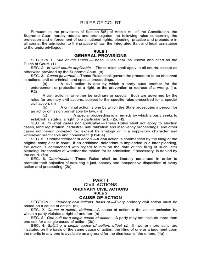 Rules of Court | PDF | Pleading | Lawsuit