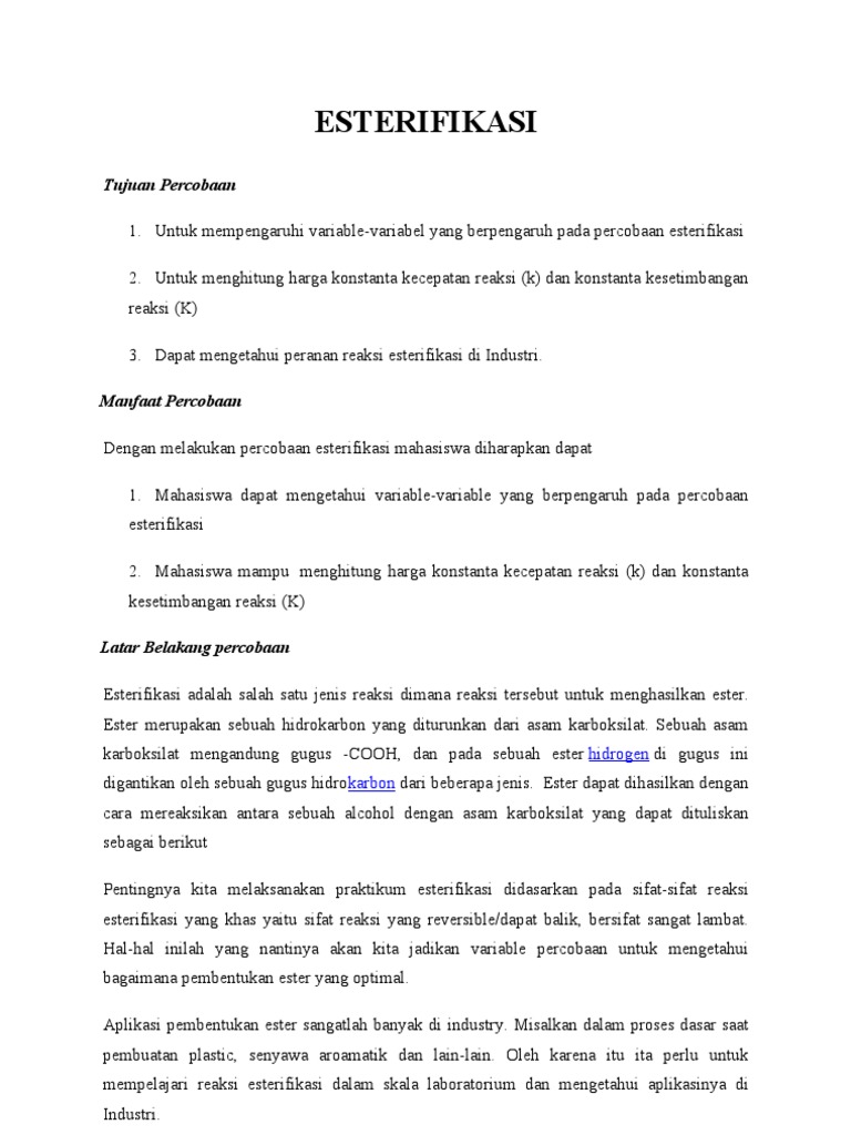 Praktikum Kimia - ESTERIFIKASI | PDF