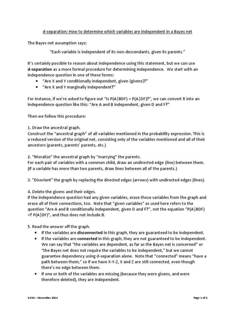 D-Separation As A More Formal Procedure For Determining Independence ...