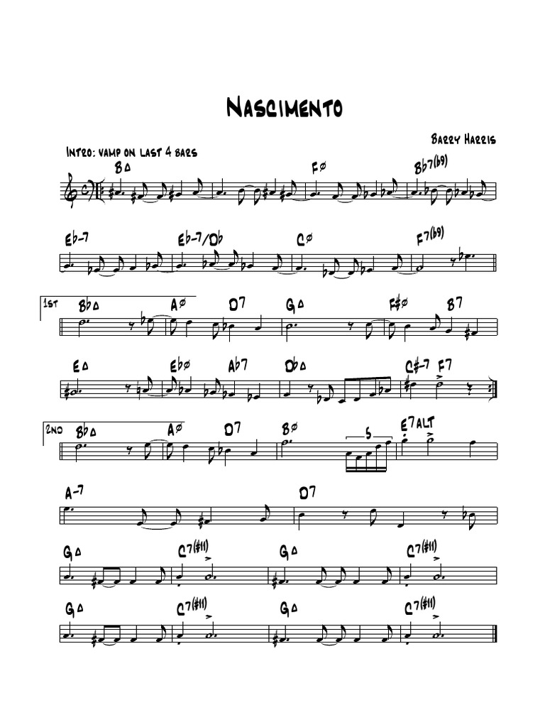 Nascimento: Barry Harris Intro: vamp on last 4 bars