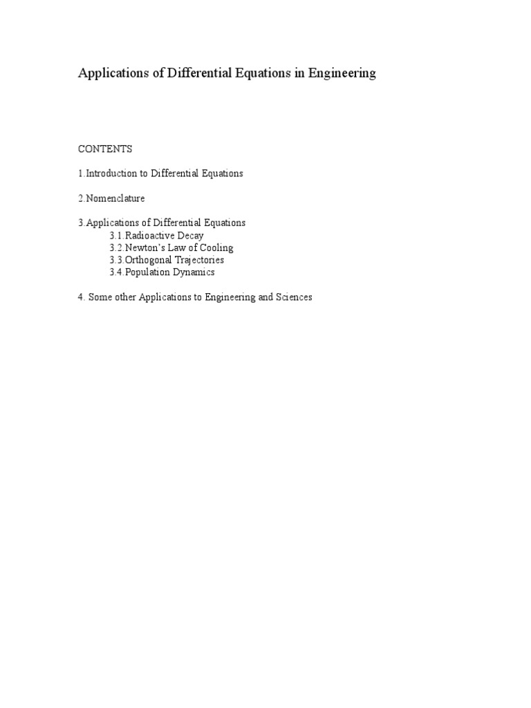 Applications of Differential Equations in Engineering | PDF ...