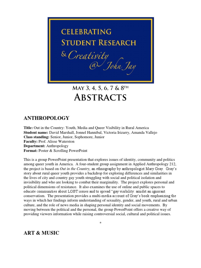 Celebrating Student Research Abstracts | PDF | Dances | South Korea
