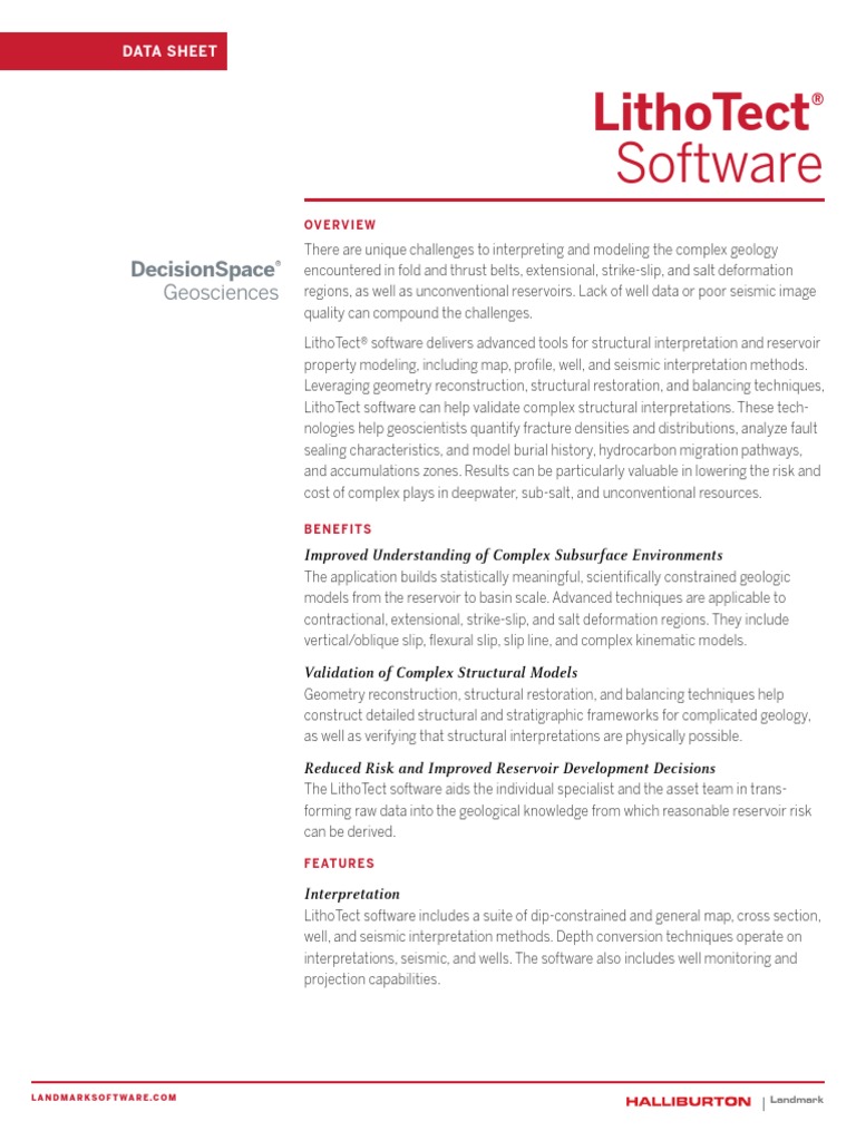 Lithotect Data Sheet | PDF | Geology | Petroleum Reservoir