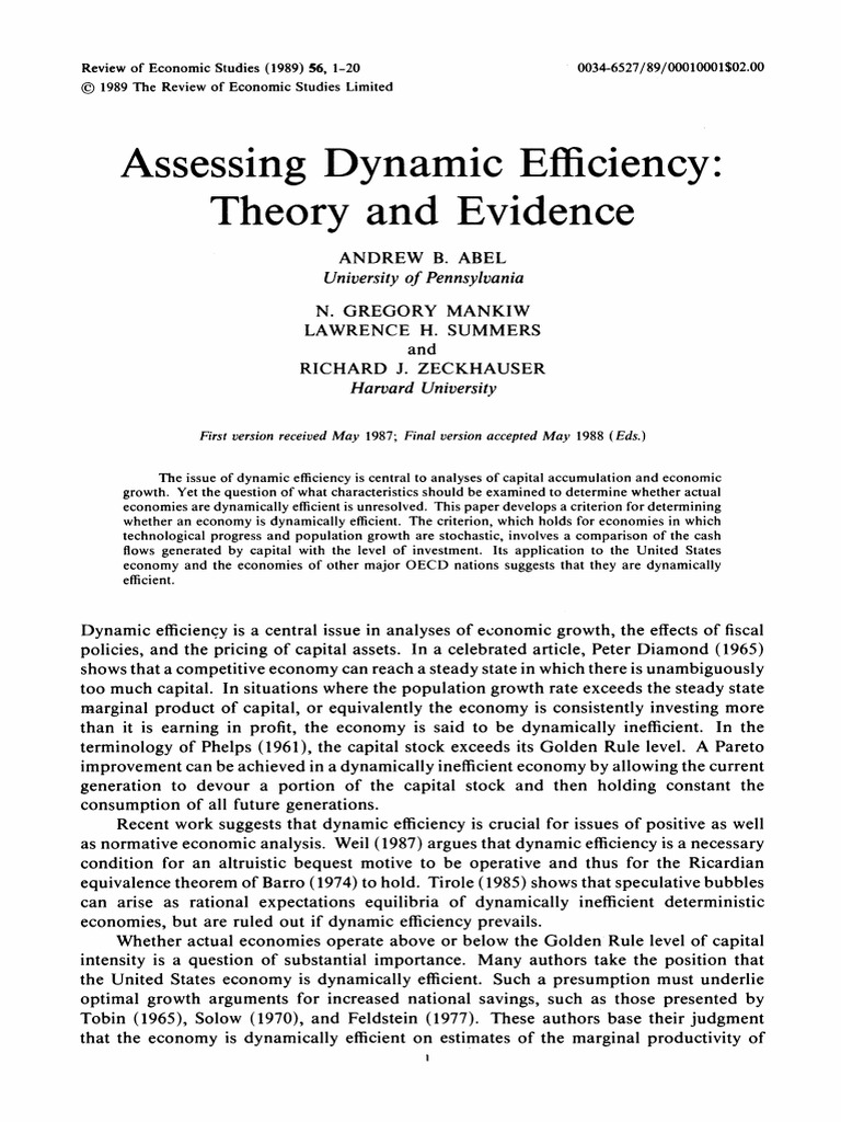 Assessing Dynamic Efficiency | PDF | Pareto Efficiency | Profit ...