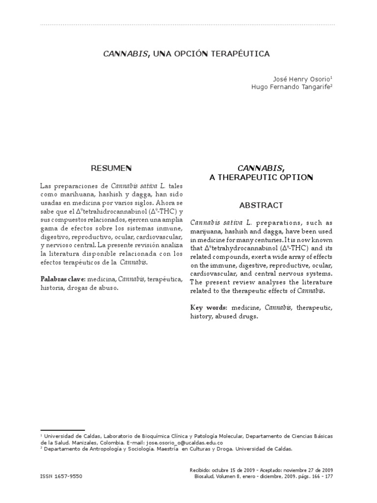 Canavis Terapeutico Pdf Tetrahidrocannabinol Cannabis Droga