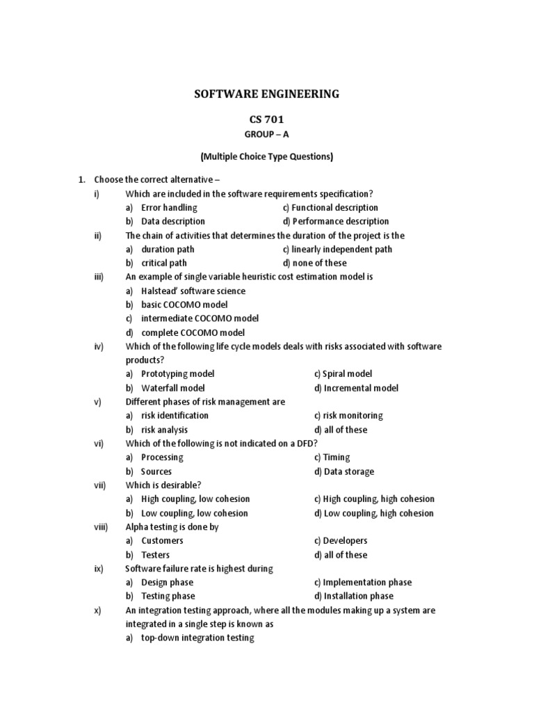Software Engineering Sample Paper | Software Testing | Production And ...