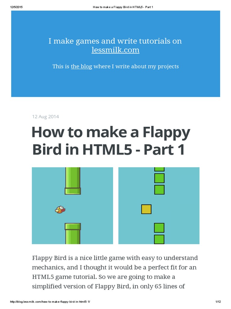 How To Make A Flappy Bird in HTML5 - Part 1 | PDF | Areas Of Computer ...