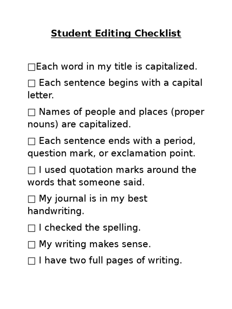 Student Writing Self-Check Guide | PDF