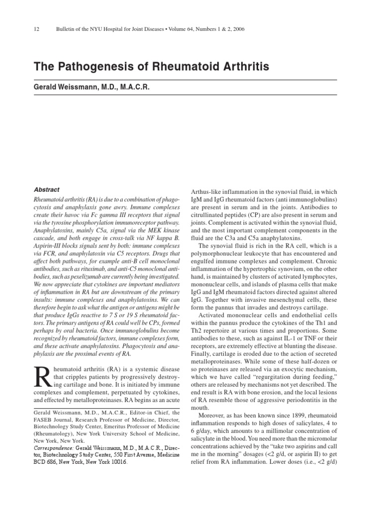 Pathogenesis of RA | PDF | Immunoglobulin G | Biochemical Cascade