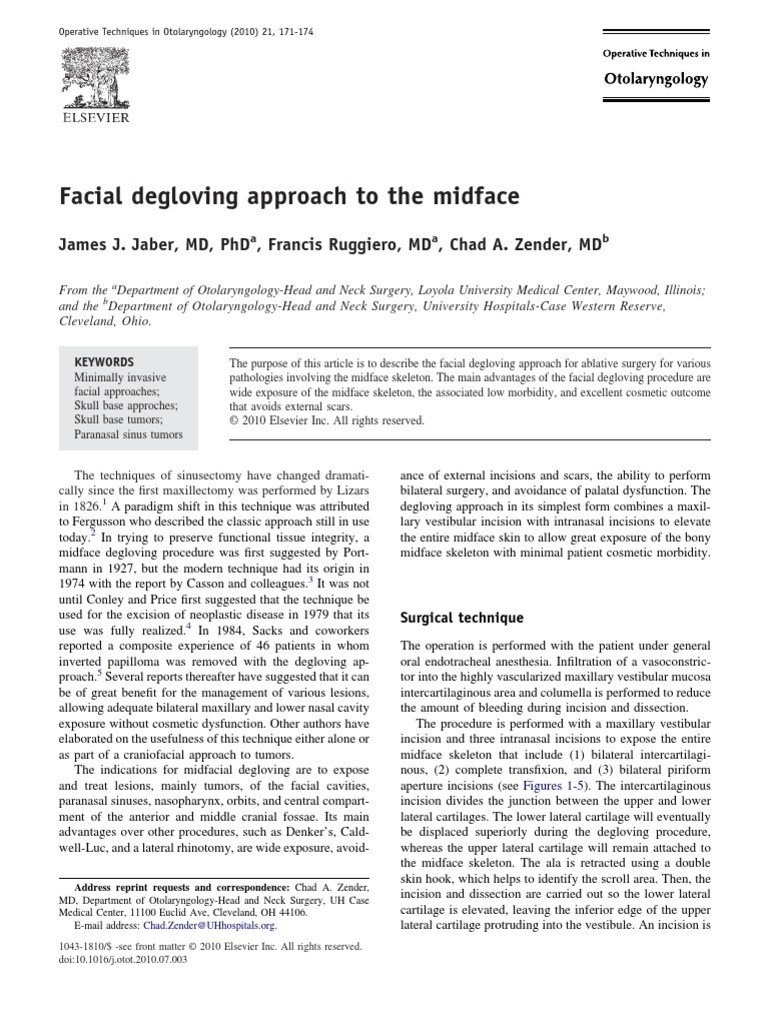 2010 Facial Degloving Approach to the Midface | Surgery | Human Head ...