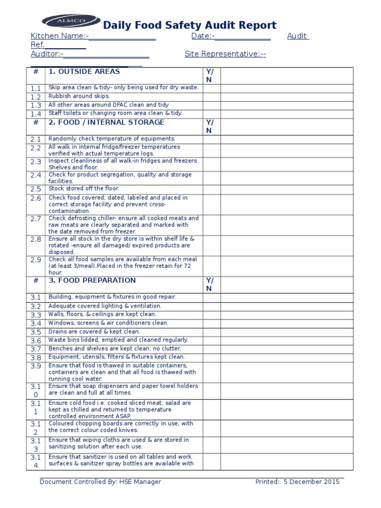 Daily Audit Report | PDF | Refrigerator | Kitchen