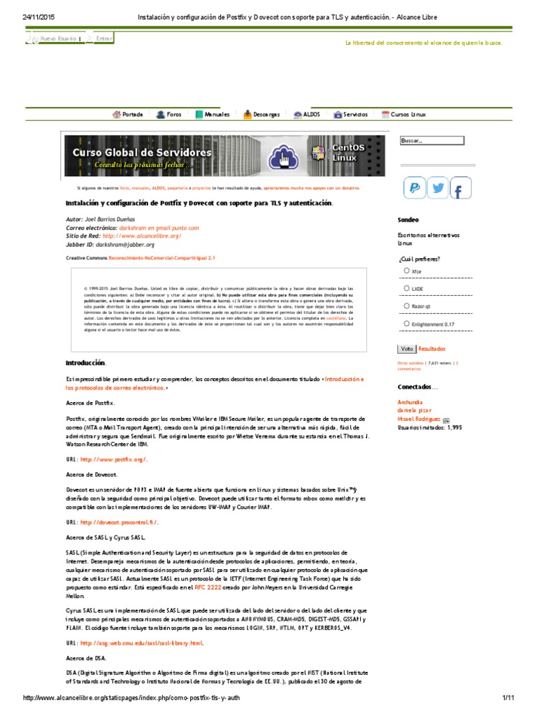Instalación y Configuración de Postfix y Dovecot Con Soporte para TLS y Autenticación | PDF ...