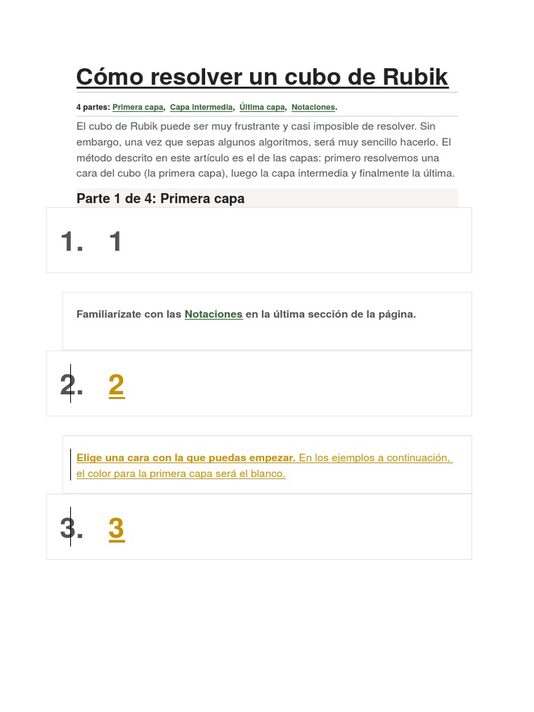 Guía para resolver el cubo Rubik 3x3 | PDF | Color | Algoritmos