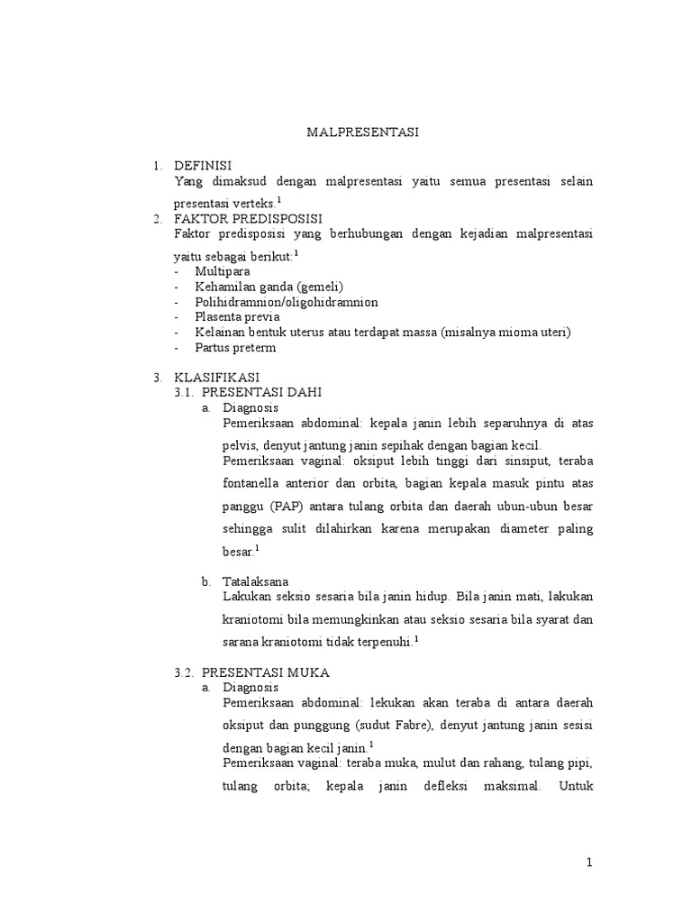 MALPRESENTASI | PDF