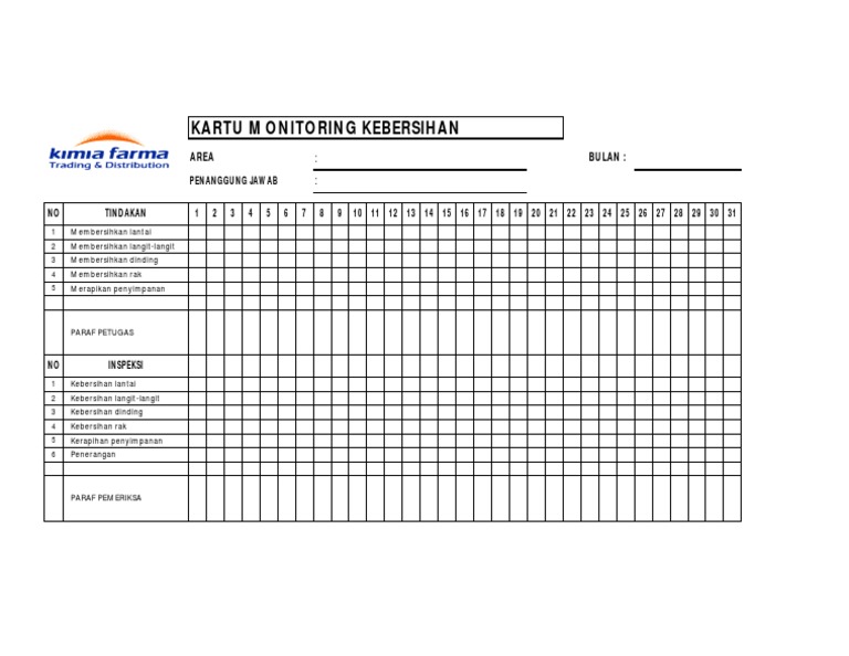 Form Ceklis Kebersihan | PDF
