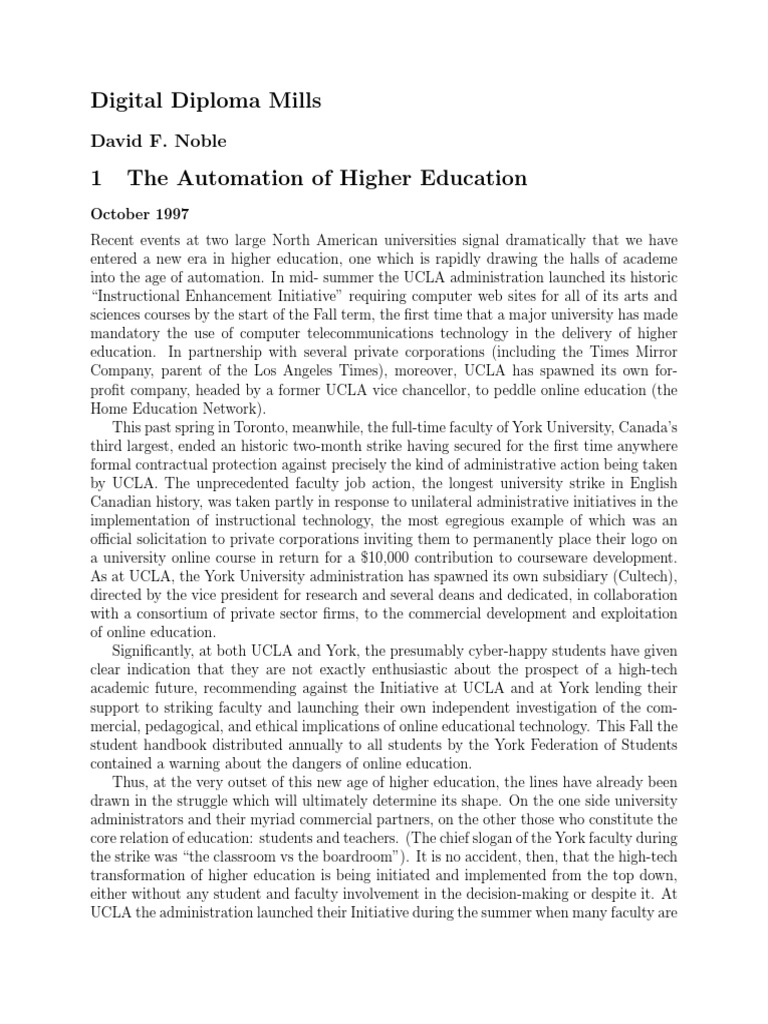 Digital Diploma Mills | PDF | Educational Technology | University