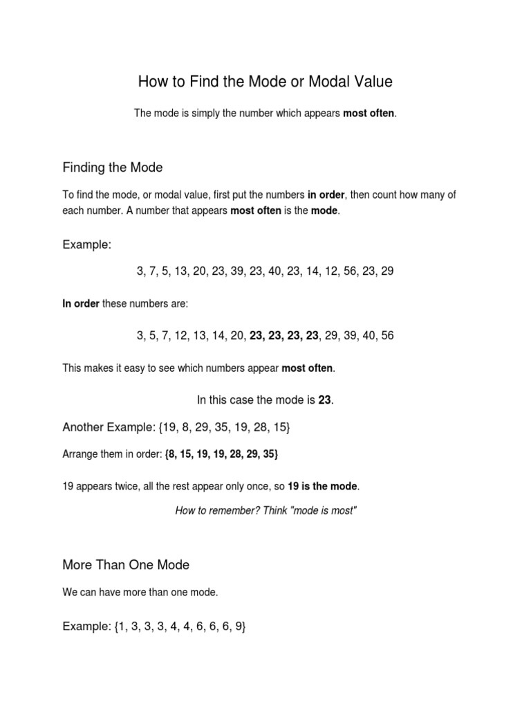 5 Mode or Modal Value | PDF