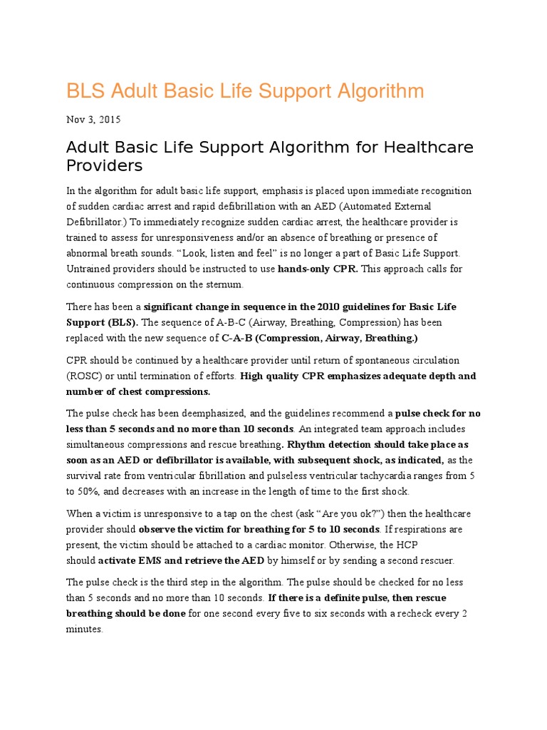 BLS Guidelines 2015 | Cardiopulmonary Resuscitation | Cardiac Arrest ...