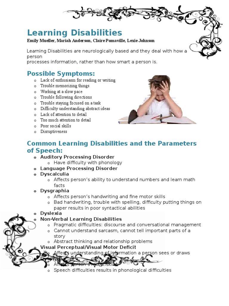 Learning Disability Handout | PDF | Learning Disability ...