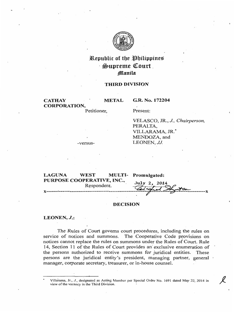 Cathay Metal Corporation vs. Laguna West Multi-Purpose Cooperative, Inc ...