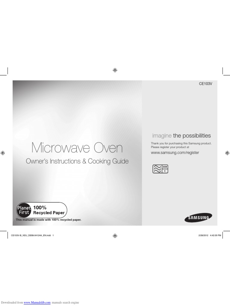 SAMSUNG Ce103v Microwave MANUAL | PDF | Ac Power Plugs And Sockets | Oven