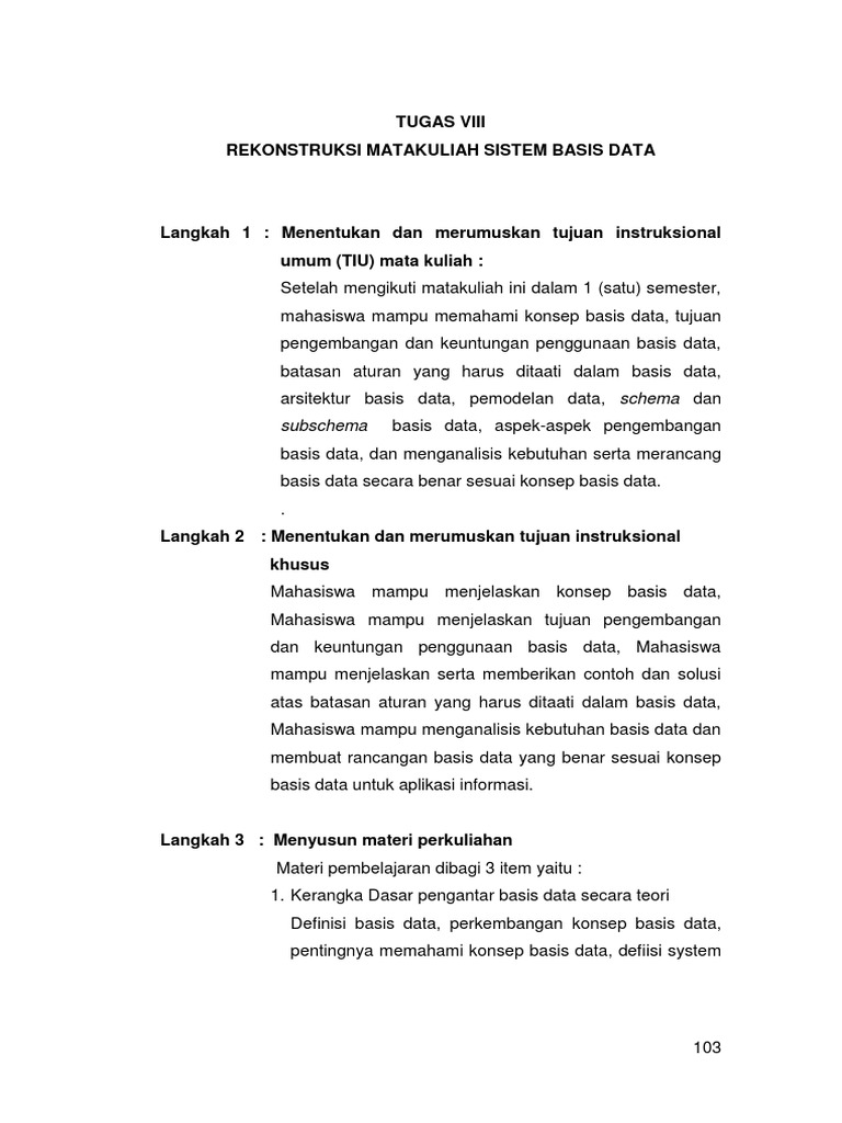 Rekonstruksi Mata Kuliah Basis Data | PDF