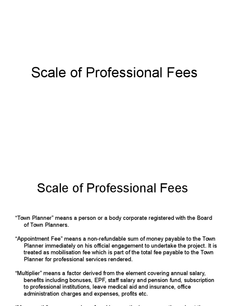 Scale Professional Fees Guide Town Planners | PDF | Arbitral Tribunal | Fee