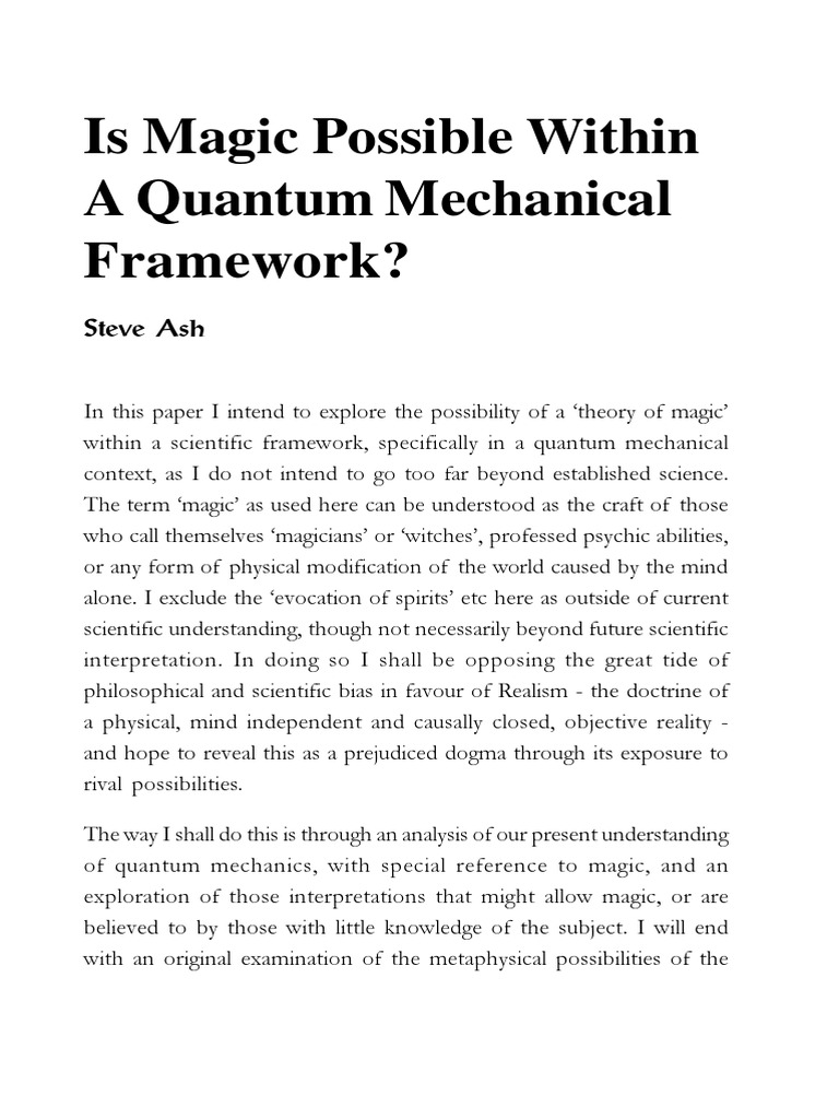 Is Magic Possible Within A Quantum Mechanical Framework | PDF ...