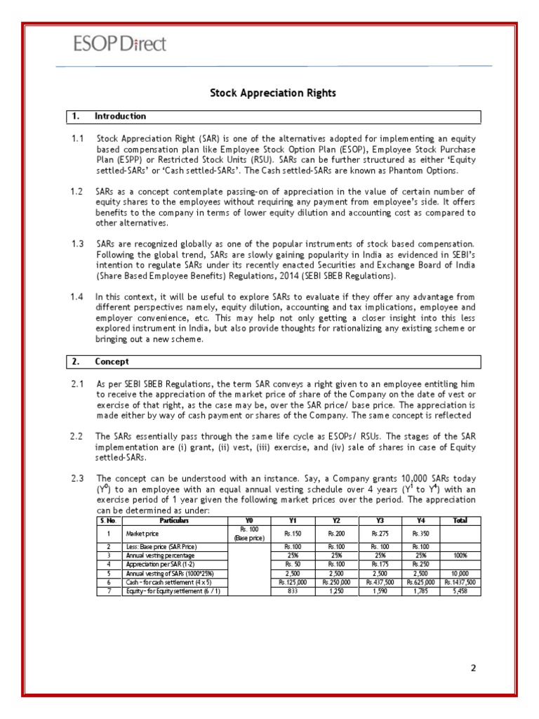 WhitePaper-Stock Appreciation Rights | PDF | Employee Stock Ownership ...