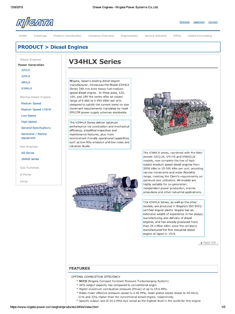 Diesel Engines - Niigata Power Systems Co.,Ltd.2 | PDF