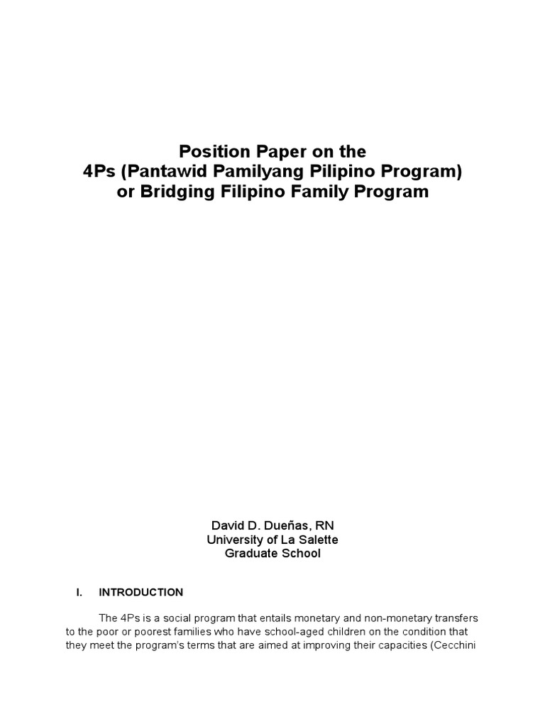 Position Paper On The 4ps | PDF | Poverty Reduction | Poverty