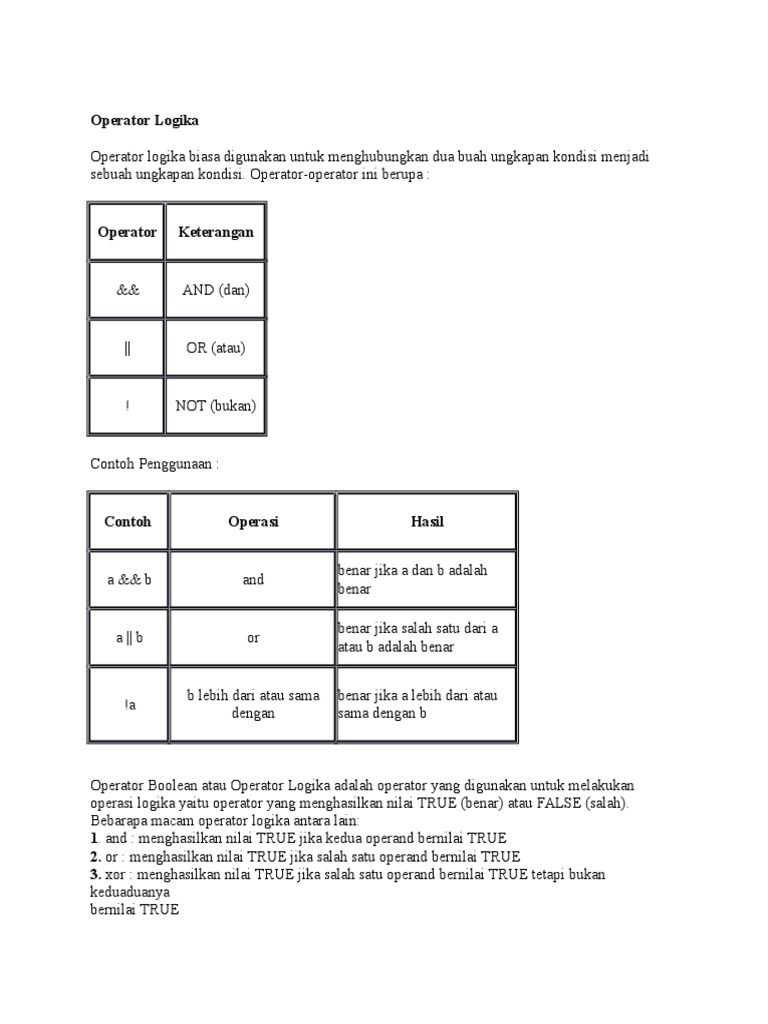 Operator Logika | PDF | Komputer | Teknologi & Rekayasa