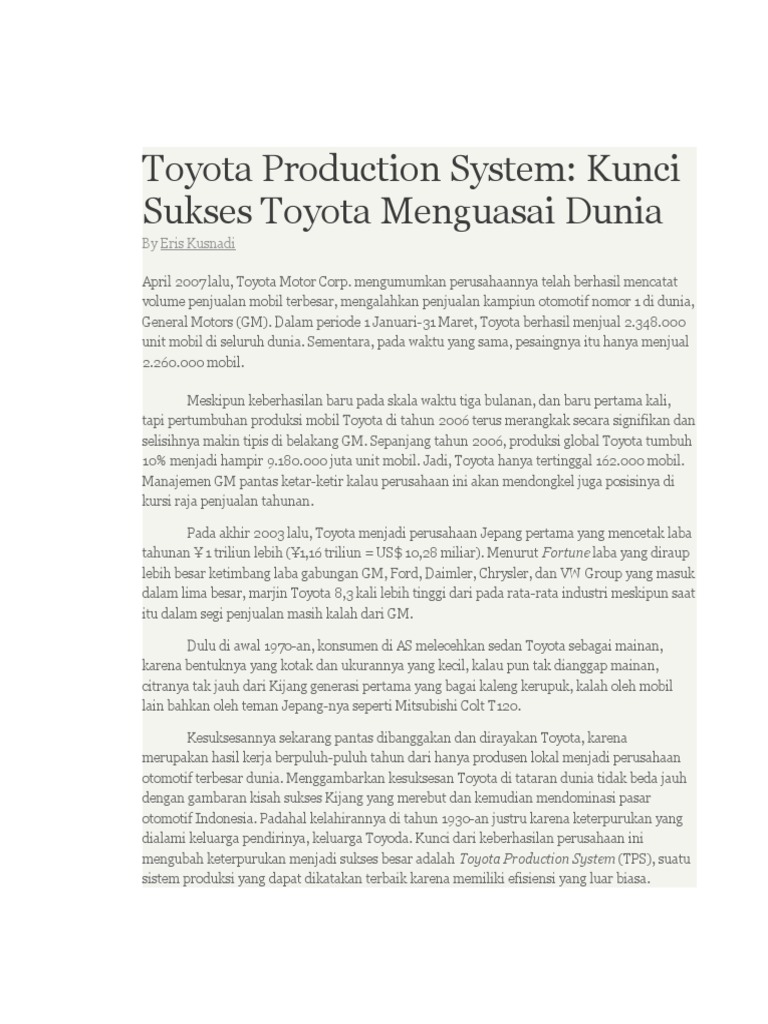 Toyota Production System | PDF