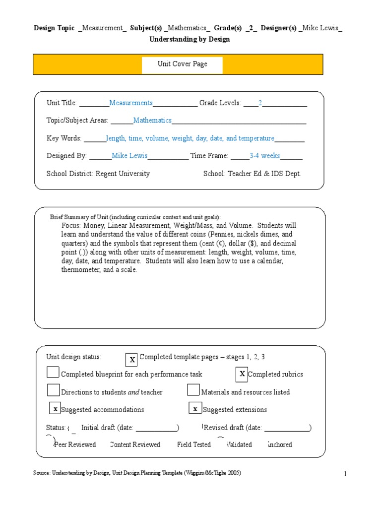 2nd Grade Measurement Unit Plan | PDF | Gallon | Educational Assessment