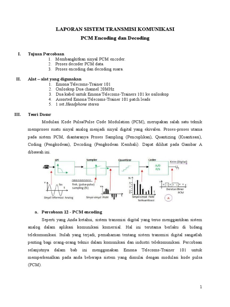 LAPORAN SISTEM TRANSMISI KOMUNIKASI PCM Encoding Dan Decoding | PDF
