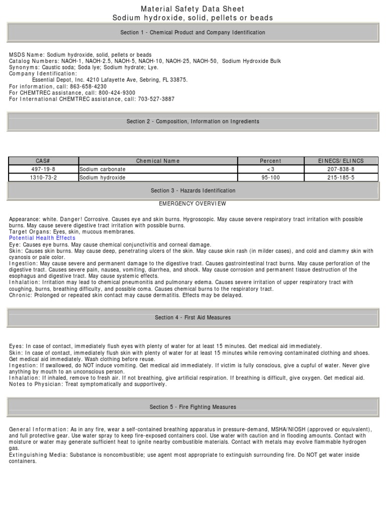 NaOH_MSDS | Sodium Hydroxide | Personal Protective Equipment