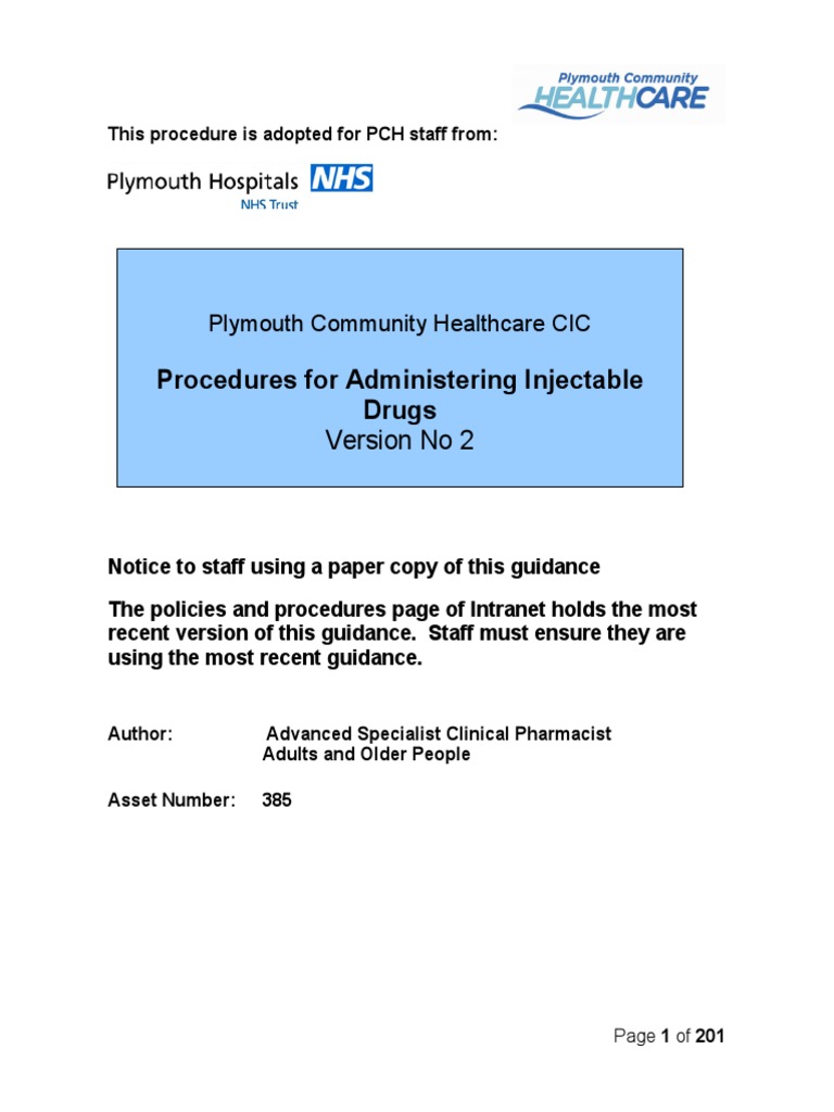 Injectable Drugs Monographs v2 | PDF | Intravenous Therapy | Injection ...
