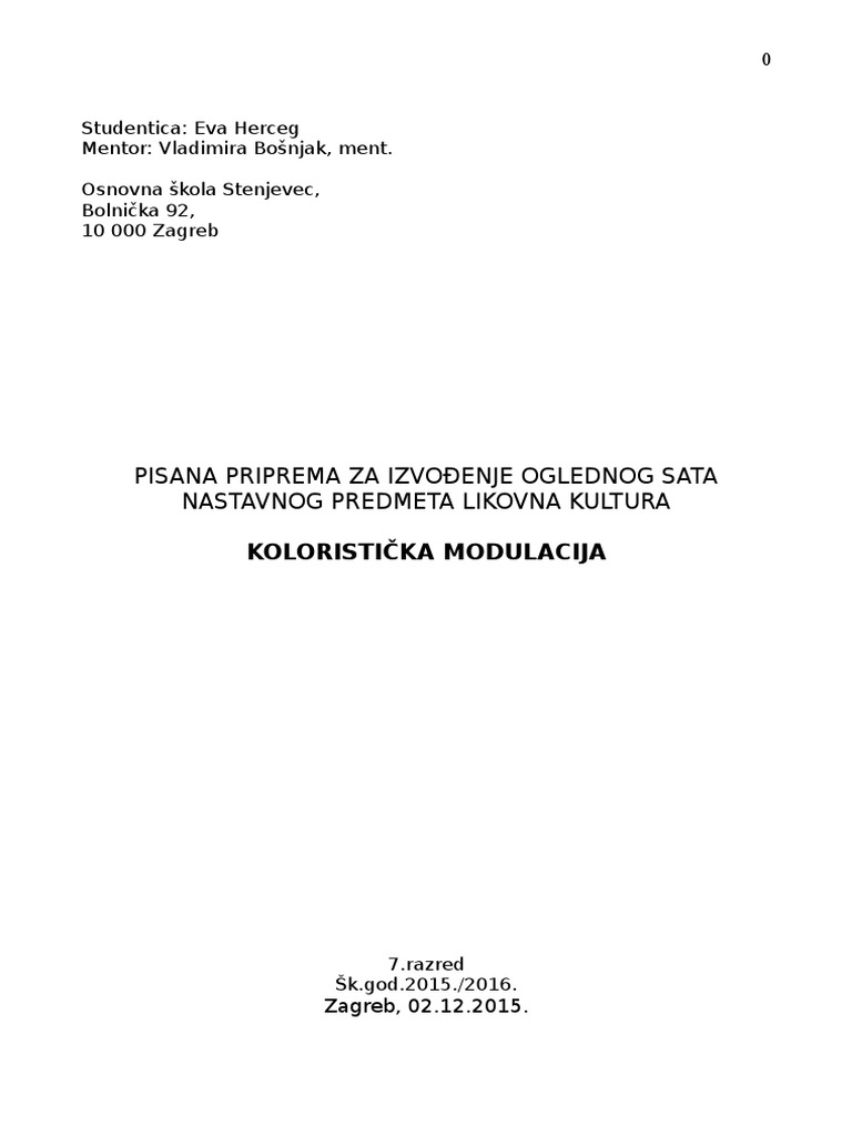 Eva Herceg Ogledni Koloristička Modulacija NAPOMENE 1 | PDF
