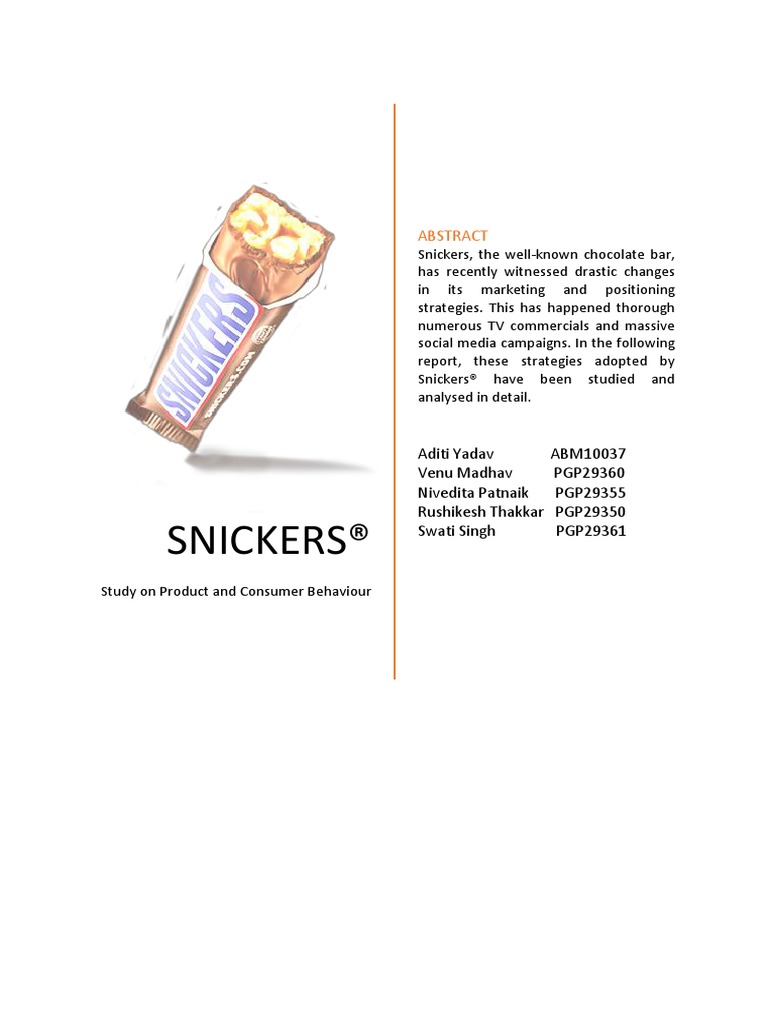 Group6 - Sec G - Consumer Behaviour and Product Study - Snickers | PDF ...