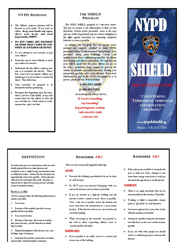 NYPD - Active Shooter Brochure | PDF | Career & Growth | Science & Mathematics