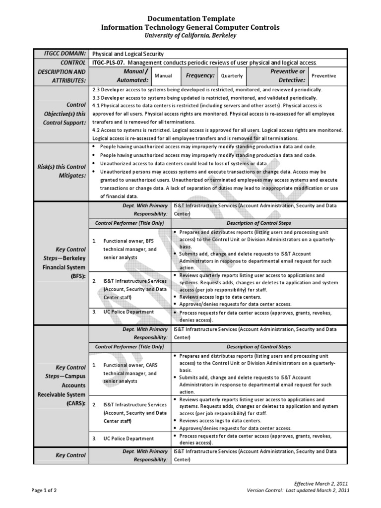 ITGCC Control Template | PDF | Access Control | Secure Communication