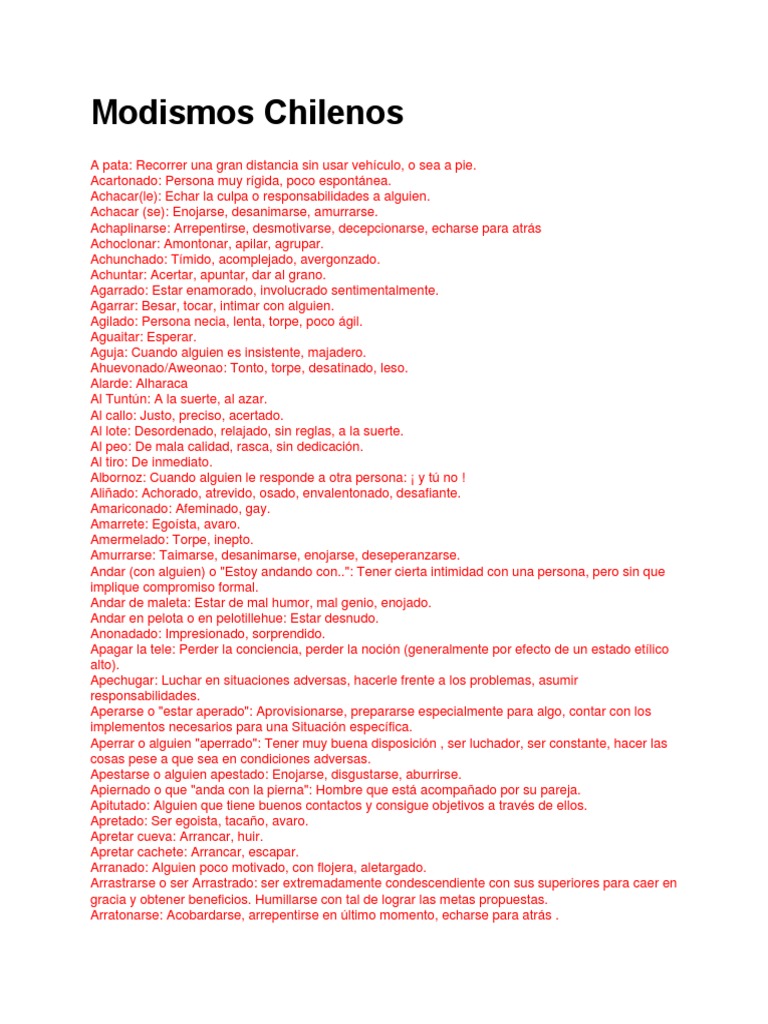 Modismos Chilenos | PDF | Derecho